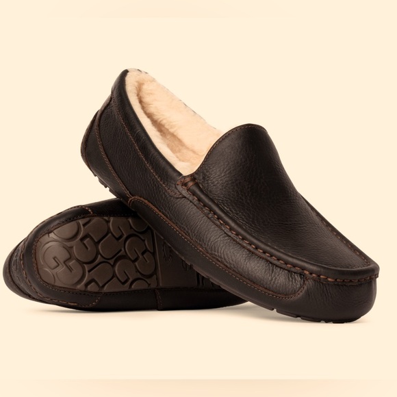 UGG | Shoes | Ugg Mens Ascot Leather Indoor Outdoor Slippers Size 1 ...